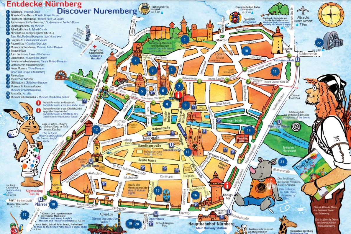 Gratis Nürnberg Stadtplan mit Sehenswürdigkeiten zum Download
